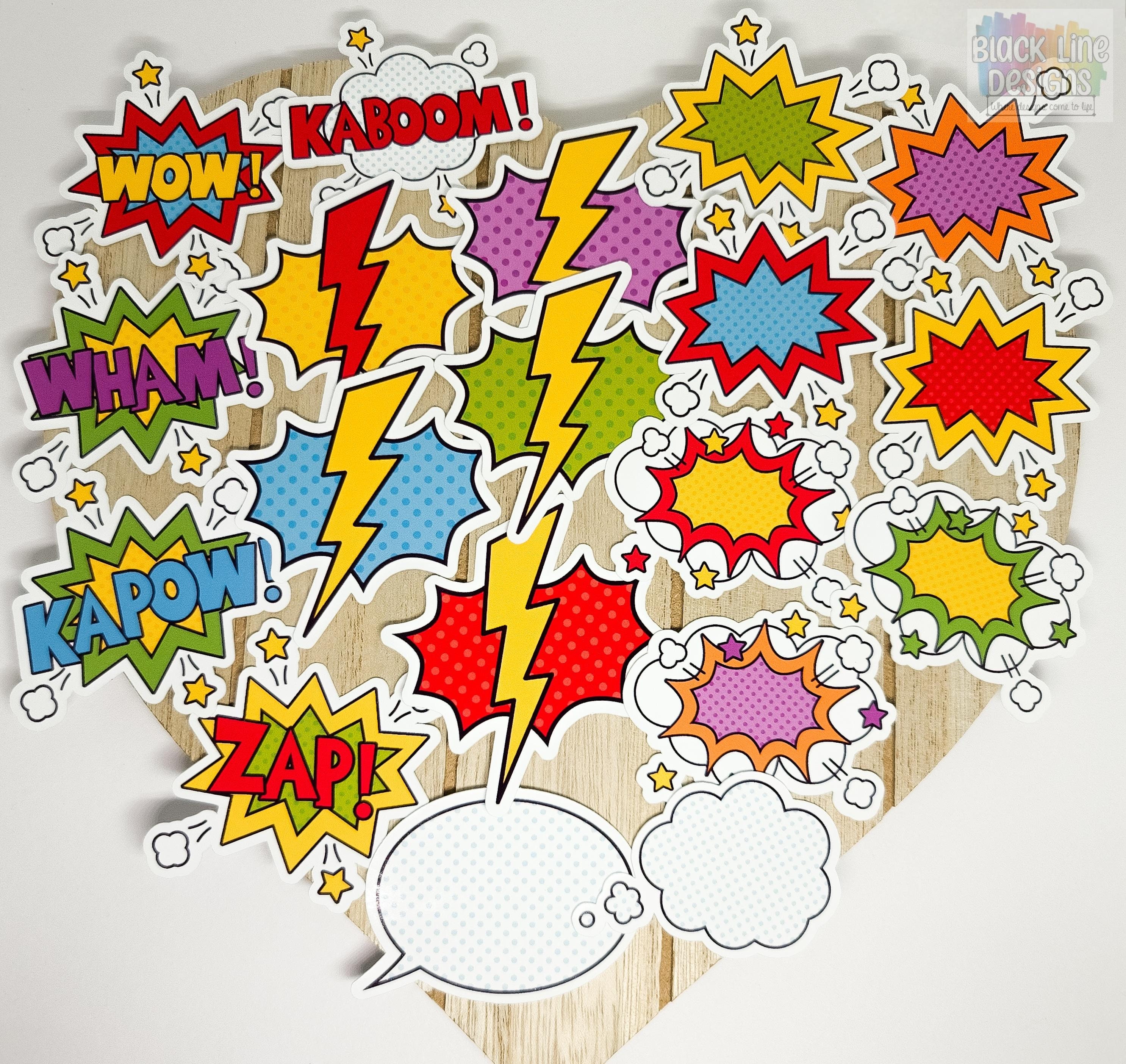 Comic Book Stickers | Pop Art Action Bubbles Glossy Embellishments for ...