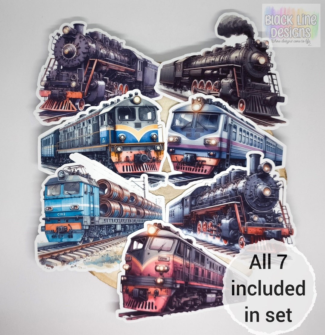 Historic Train Stickers | Watercolour Railroad Car Embellishments for ...