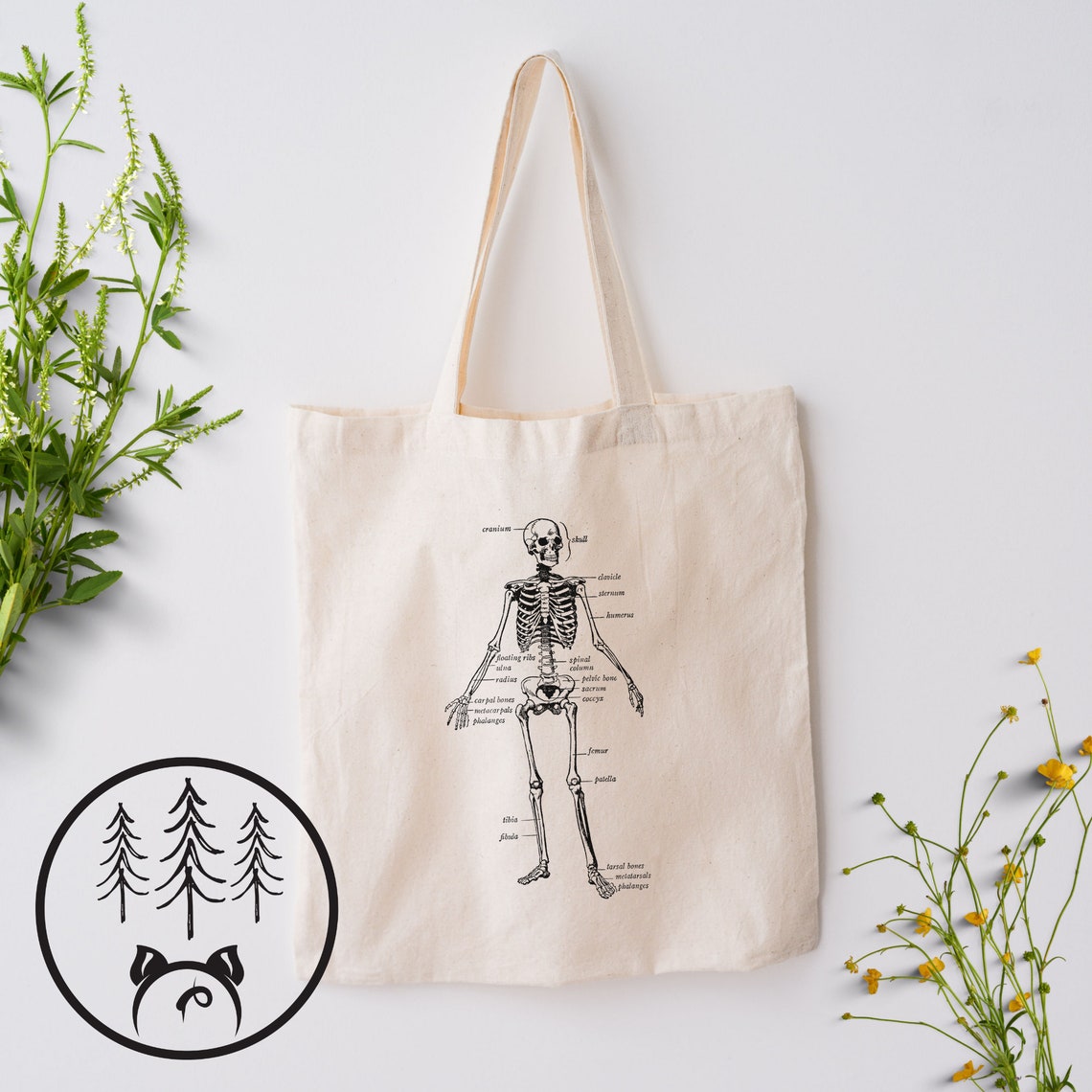 Anatomical Skeleton Canvas Tote Bag - Etsy
