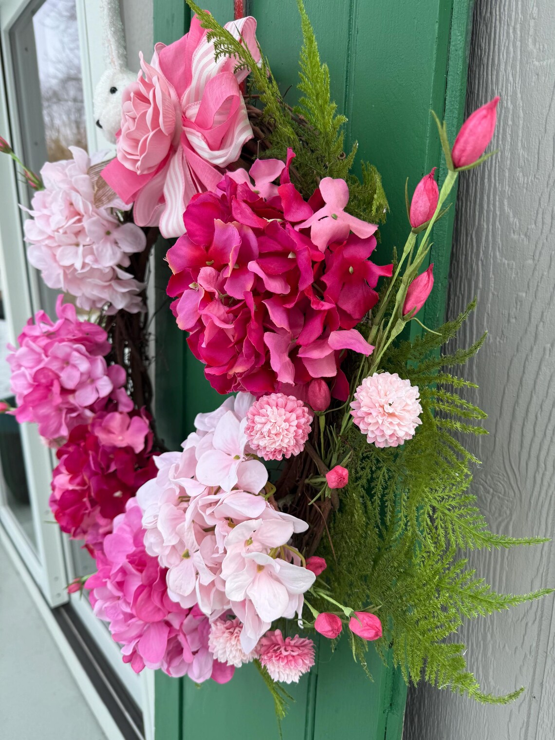 Pink Hydrangea Floral Wreath, Spring Floral Hydrangea Wreath, Mother's ...