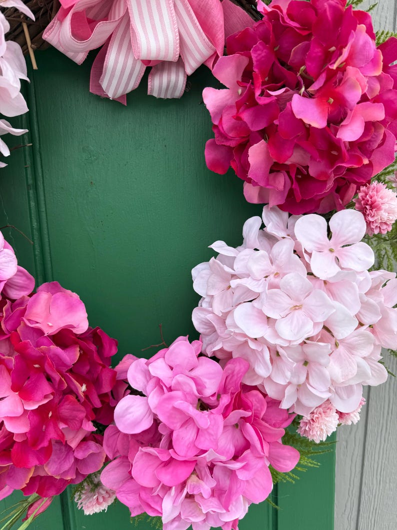 Pink Hydrangea Floral Wreath, Spring Floral Hydrangea Wreath, Mother's ...
