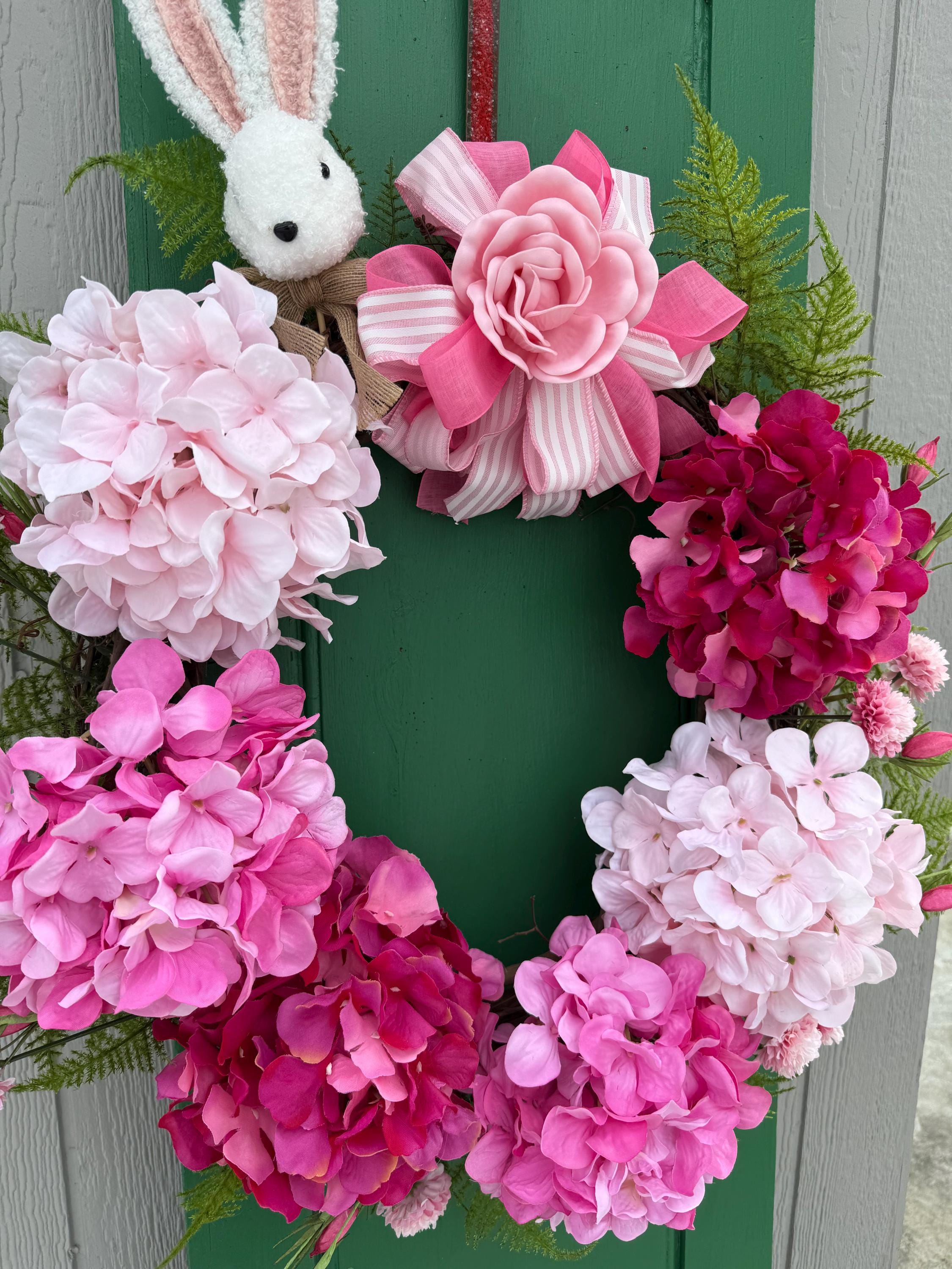 Pink Hydrangea Floral Wreath, Spring Floral Hydrangea Wreath, Mother's ...