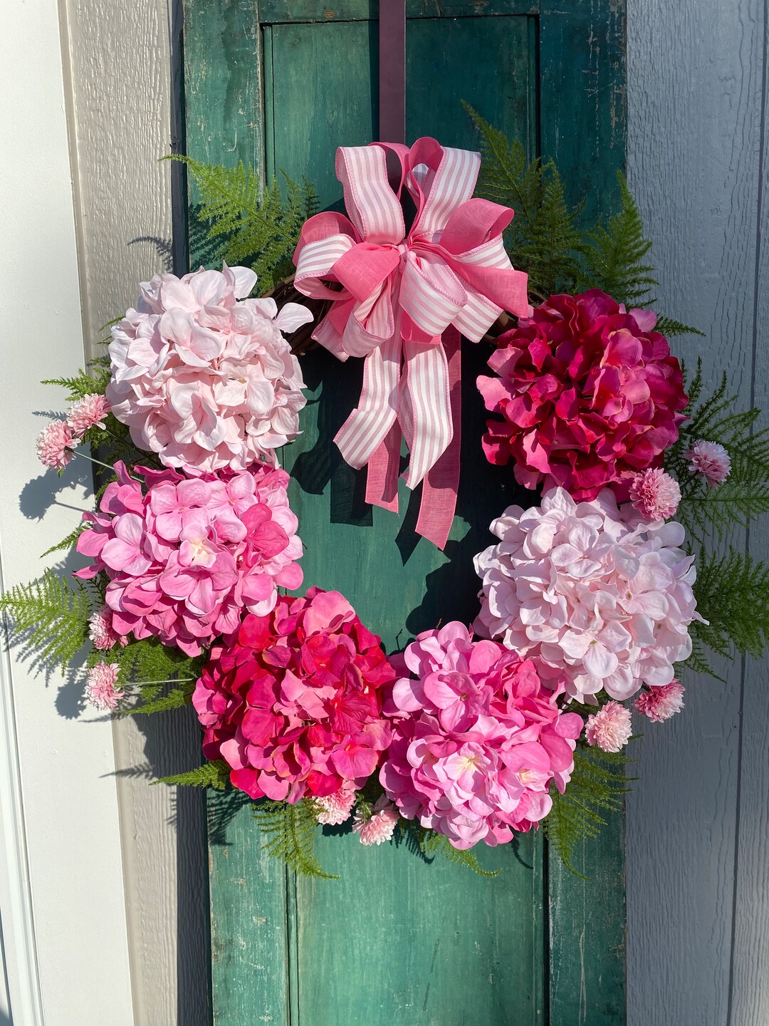 Pink Hydrangea Floral Wreath, Spring Floral Hydrangea Wreath, Mother's ...