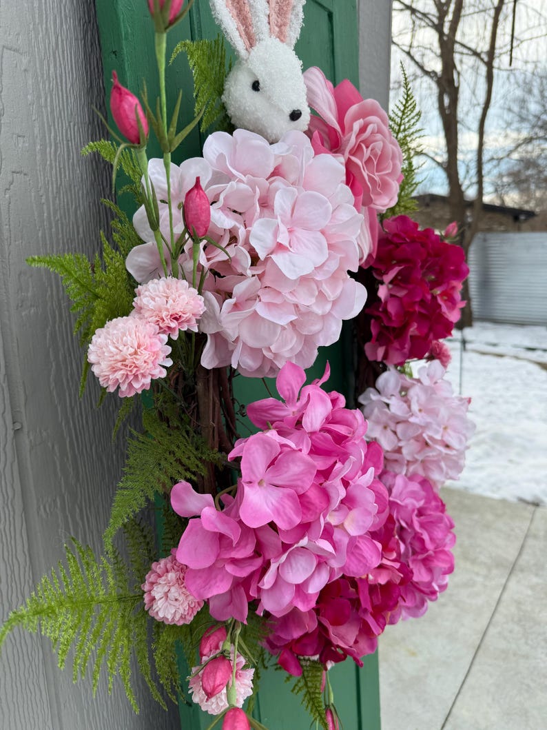 Pink Hydrangea Floral Wreath, Spring Floral Hydrangea Wreath, Mother's ...