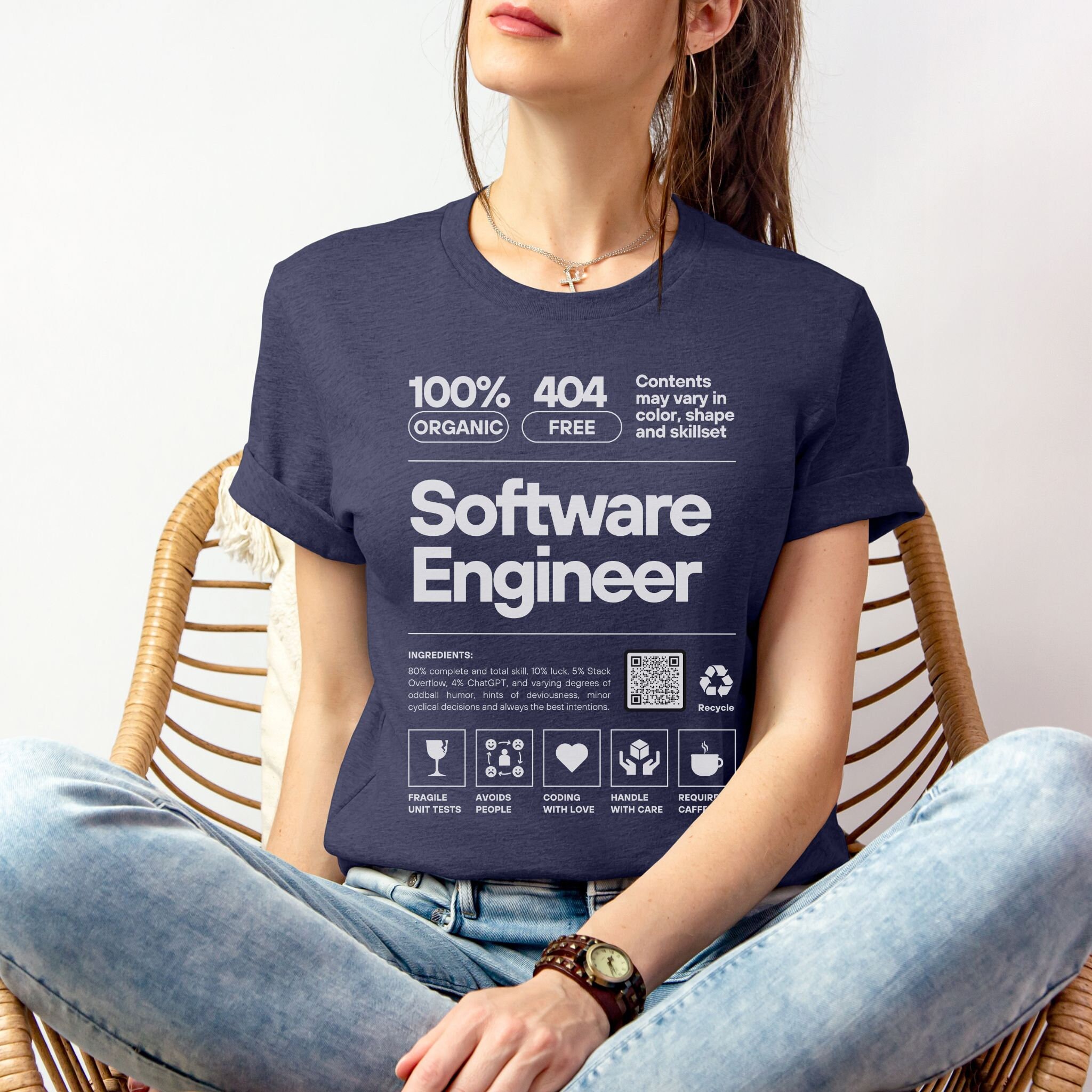 Techwear Recipe Shirt, 100% Software Engineer, Programmer Tee, Coding ...