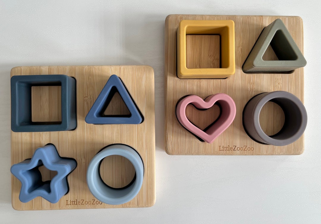 Shape Sorter Toy - Gift - Silicone Bamboo Wooden Toy - Etsy