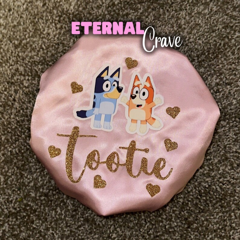 Custom Bluey Character Themed Silky Kids Bonnet, Personalized Silky ...