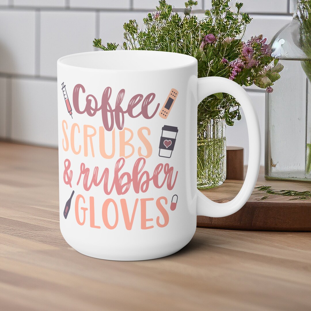 Coffee Scrubs Maroon Ceramic Mug, Nurse Gift for Women, Badass Nurse ...