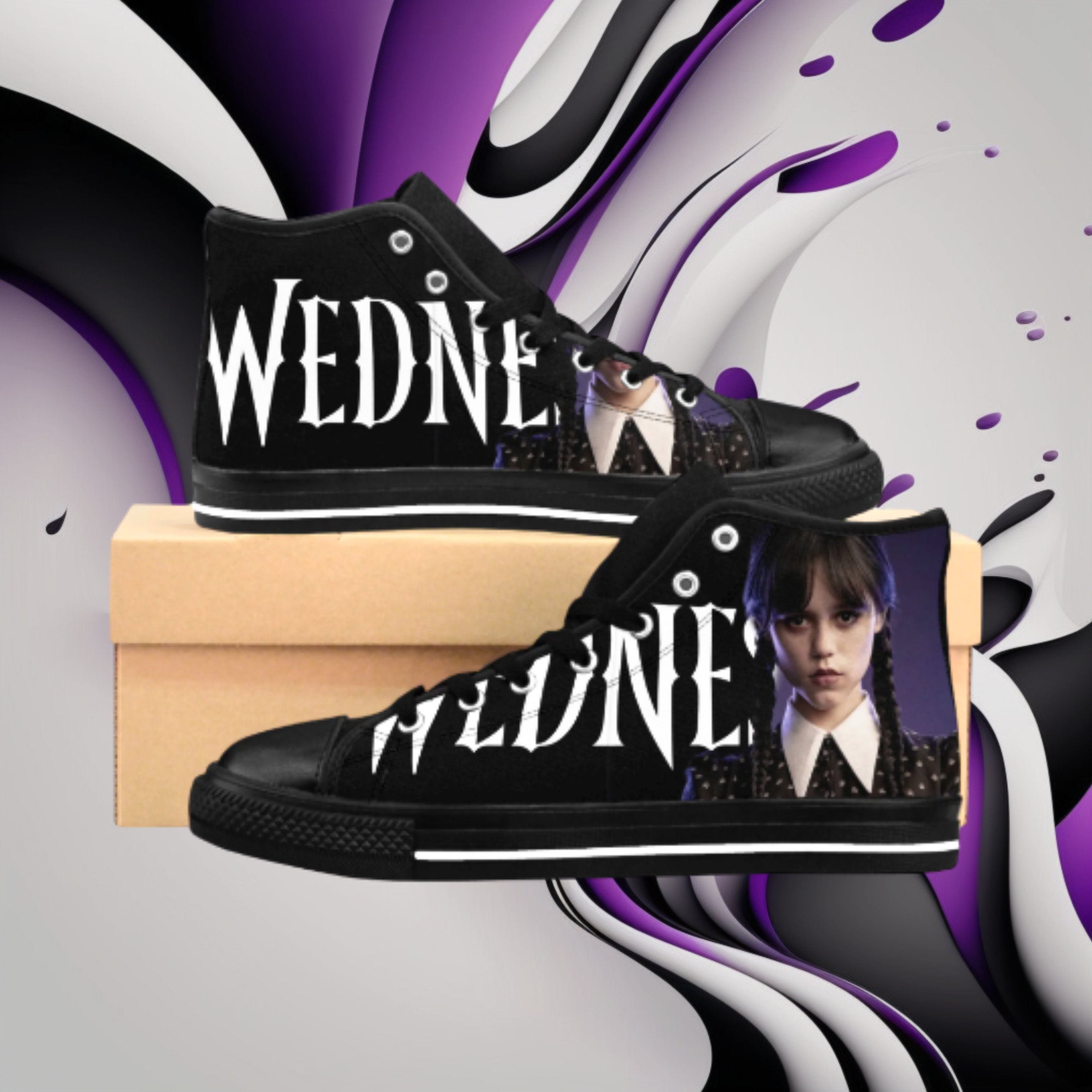 Wednesday addams, Wednesday addams Shoes, High Top Sneakers sold by ...