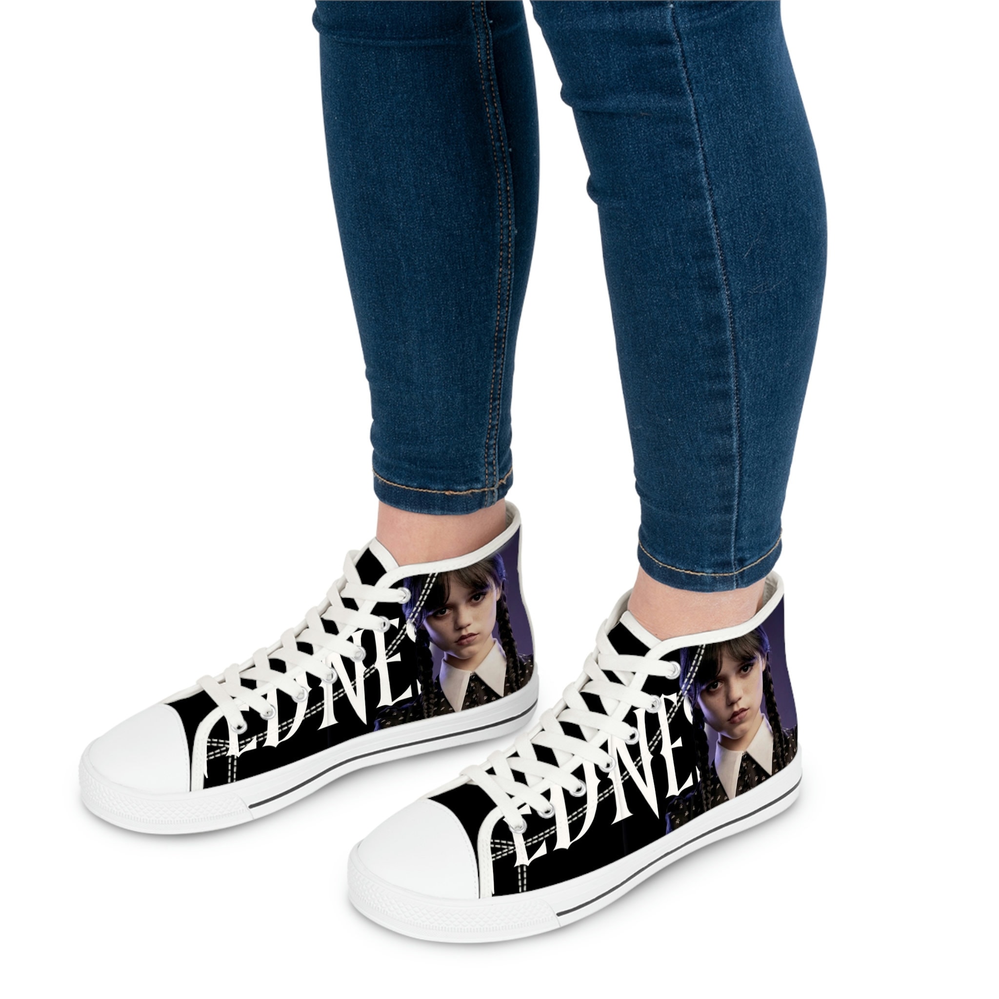 Wednesday Addams High Top Sneakers, Wednesday Addams Shoes Designed ...