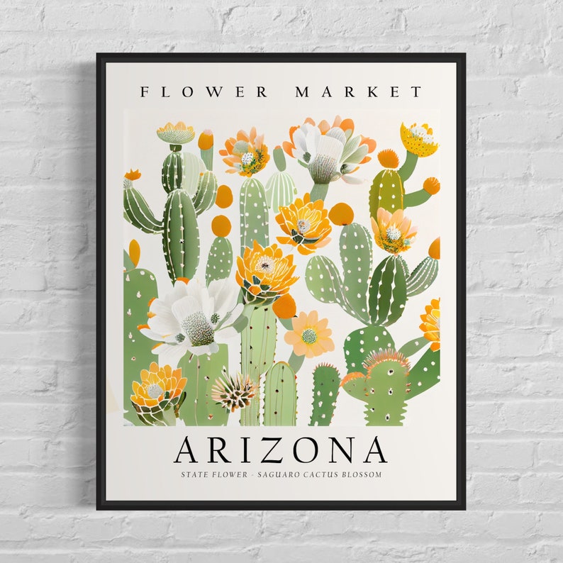 Arizona State Flower Arizona Flower Market Art Print Saguaro - Etsy