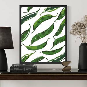 Green Bean Poster Art Print, Kitchen Fruit Decor for Kitchen Dining ...