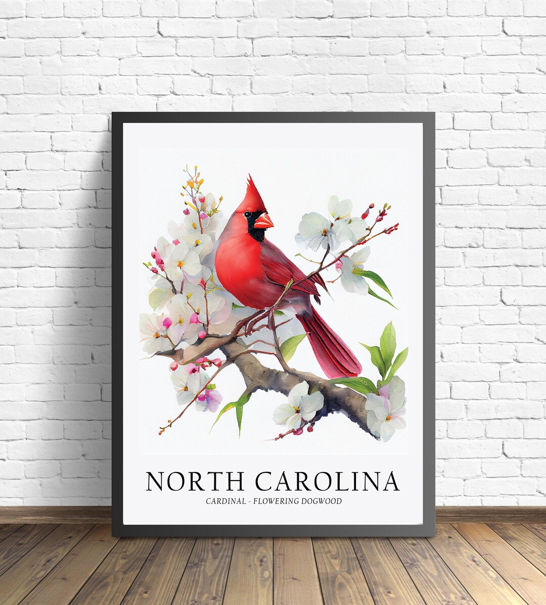 North Carolina State Bird Art Print, North Carolina State Flower, North ...