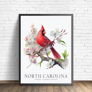 North Carolina State Bird Art Print North Carolina State - Etsy