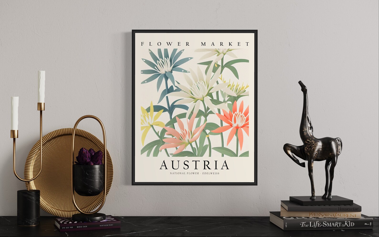 Austria National Flower, Austria Flower Market Art Print, Edelweiss ...
