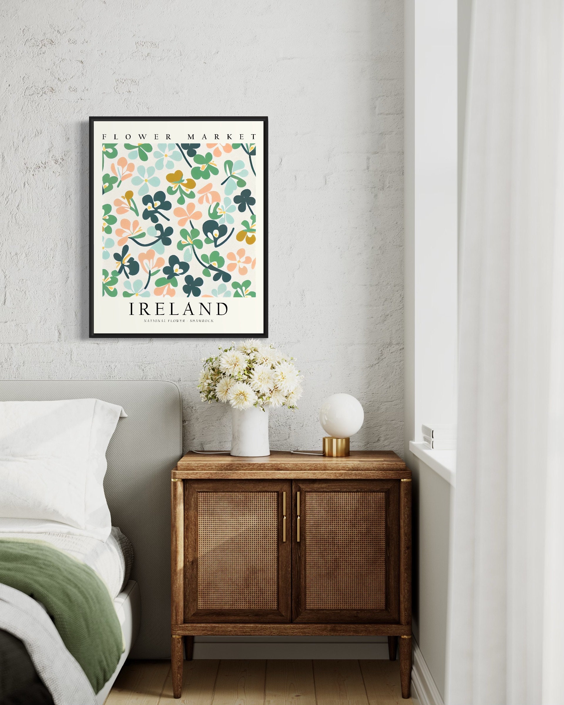 Ireland National Flower, Ireland Flower Market Art Print, Shamrock 1960 ...