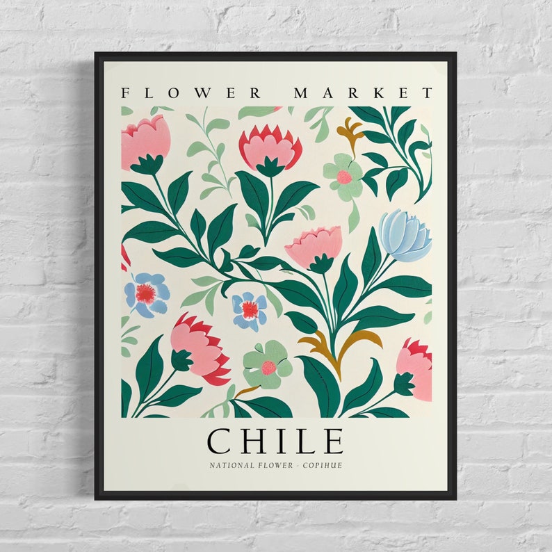 Chile National Flower Chile Flower Market Art Print Cophihue - Etsy