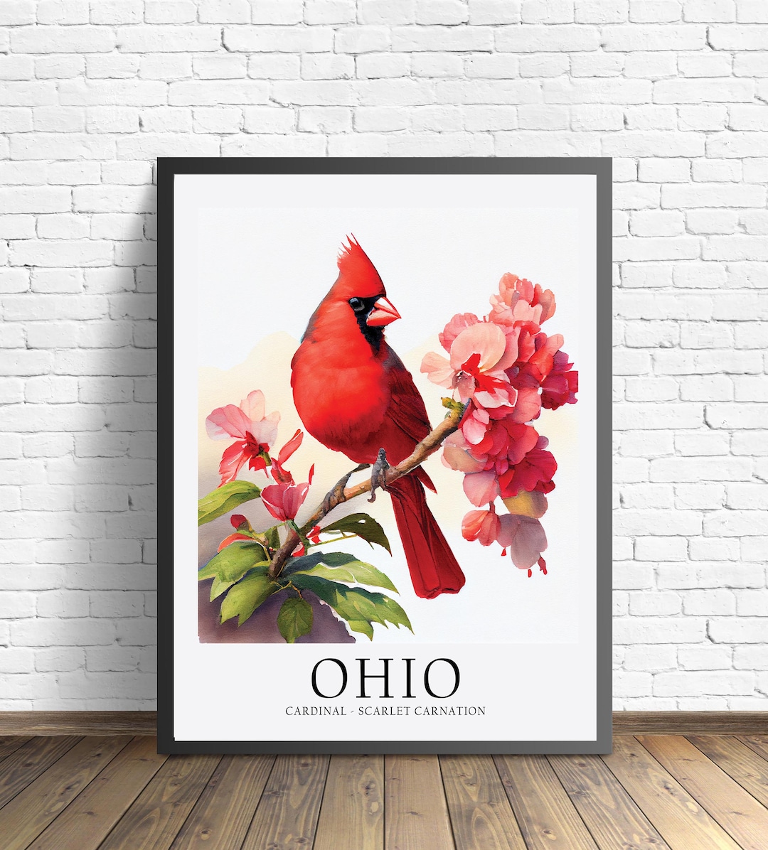 Ohio State Bird Art Print, Ohio State Flower, Ohio Wall Art, Home Decor ...