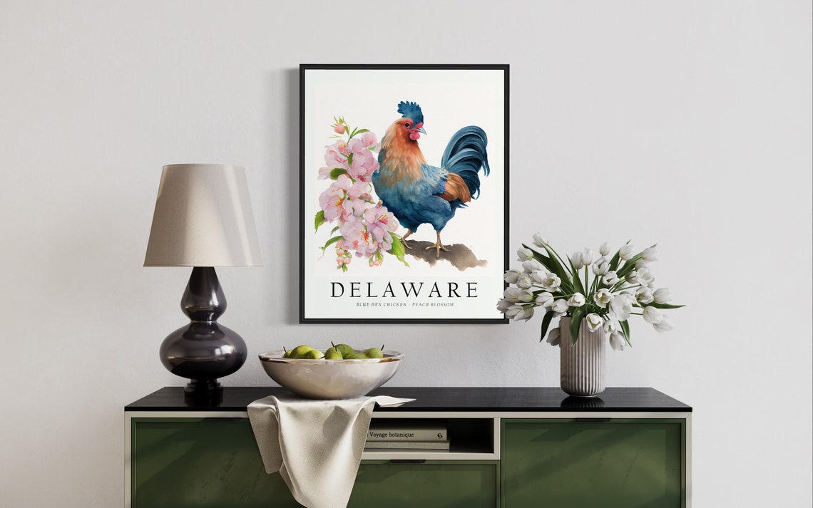 Delaware State Bird Art Print, Delaware State Flower, Delaware Wall Art ...