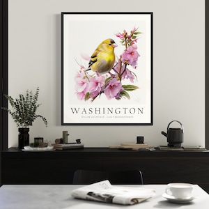 Washington State Bird Art Print, Washington State Flower, Washington ...