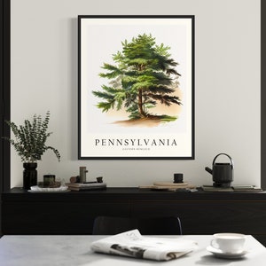 Pennsylvania State Tree Art Print, Eastern Hemlock Tree Wall Art, State ...
