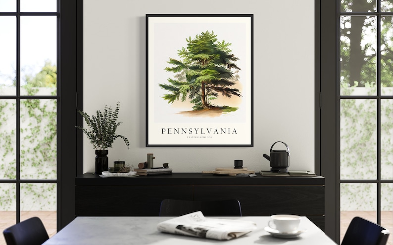 Pennsylvania State Tree Art Print, Eastern Hemlock Tree Wall Art, State ...