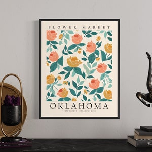 Oklahoma State Flower, Oklahoma Flower Market Art Print, Oklahoma Rose ...