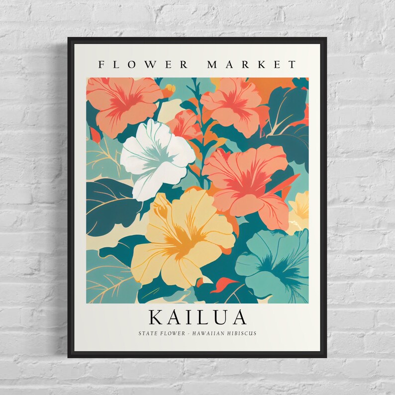 Kailua Hawaii Flower Market Art Print Kailua Flower Wall Art - Etsy