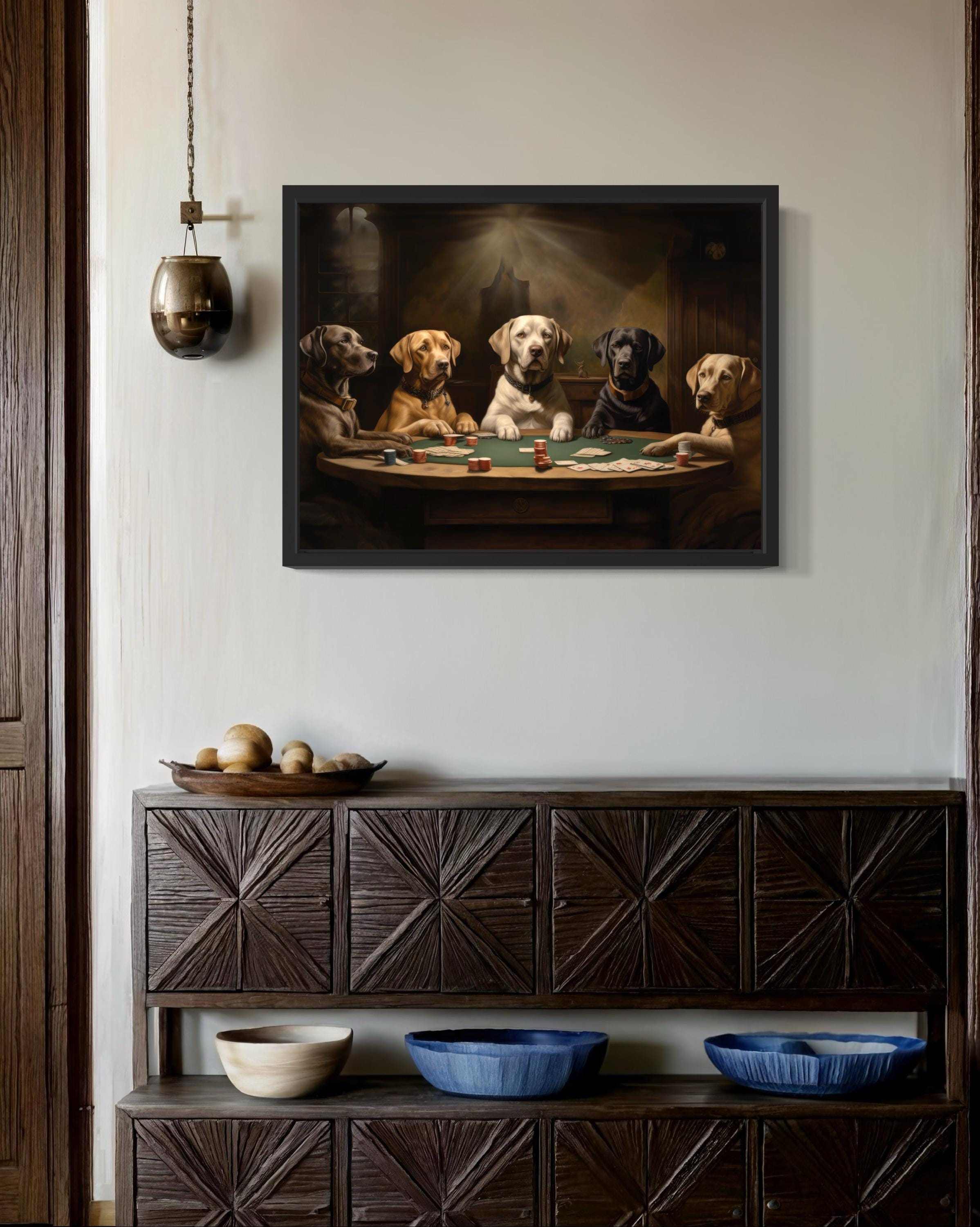 Labrador Retriever Playing Cards Poster Art Print, Dog Poker Man Cave ...