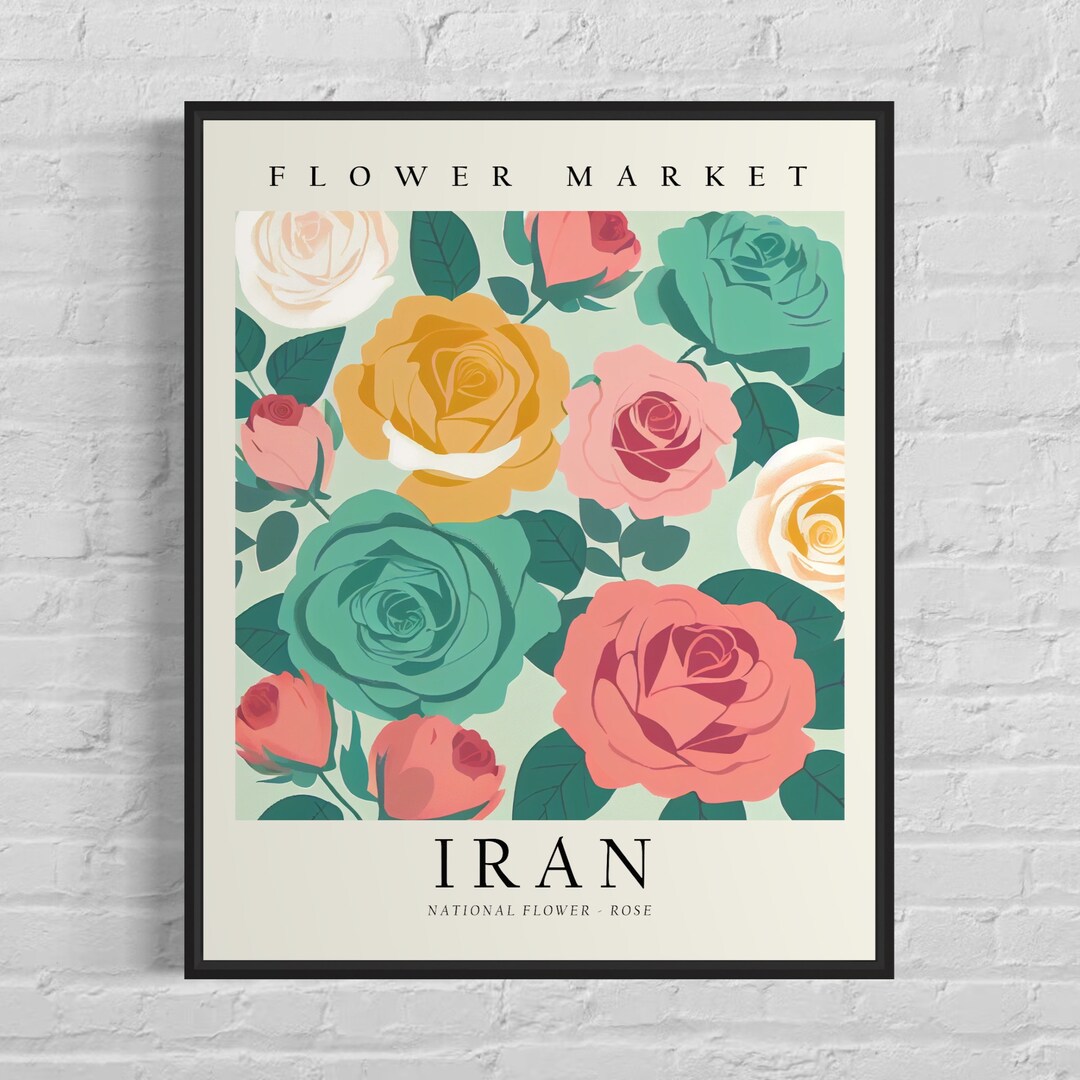 Iran Flower Market Art Print, Iran Flower, Rose Wall Art, Botanical ...