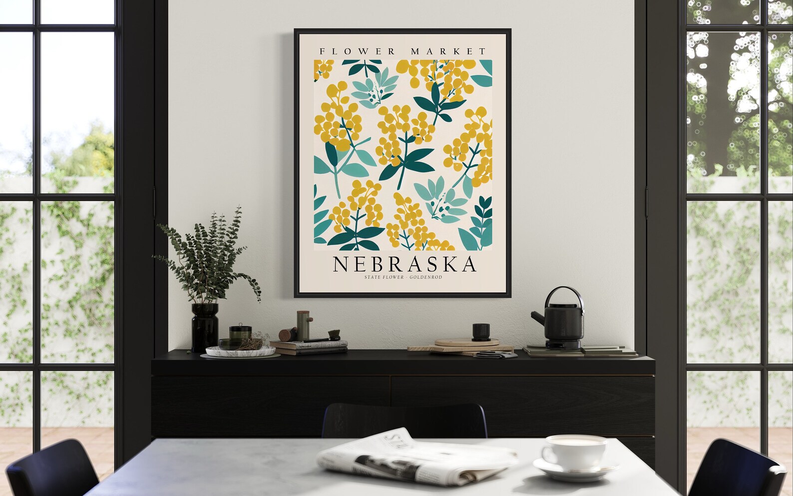 Nebraska State Flower, Nebraska Flower Market Art Print, Goldenrod 1960 ...