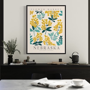 Nebraska State Flower, Nebraska Flower Market Art Print, Goldenrod 1960 ...