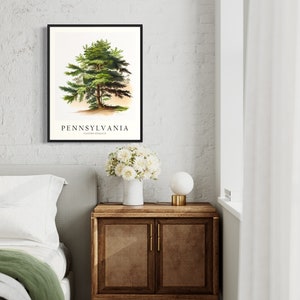 Pennsylvania State Tree Art Print, Eastern Hemlock Tree Wall Art, State ...
