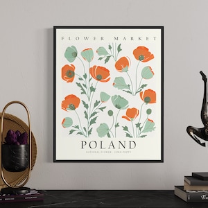 Poland National Flower, Poland Flower Market Art Print, Corn Poppy 1960 ...
