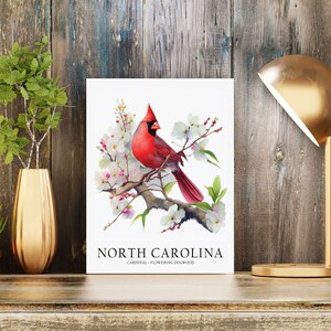 North Carolina State Bird Art Print, North Carolina State Flower, North ...