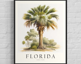 South Carolina State Tree Art Print, Sabal Palm Tree Wall Art, State ...
