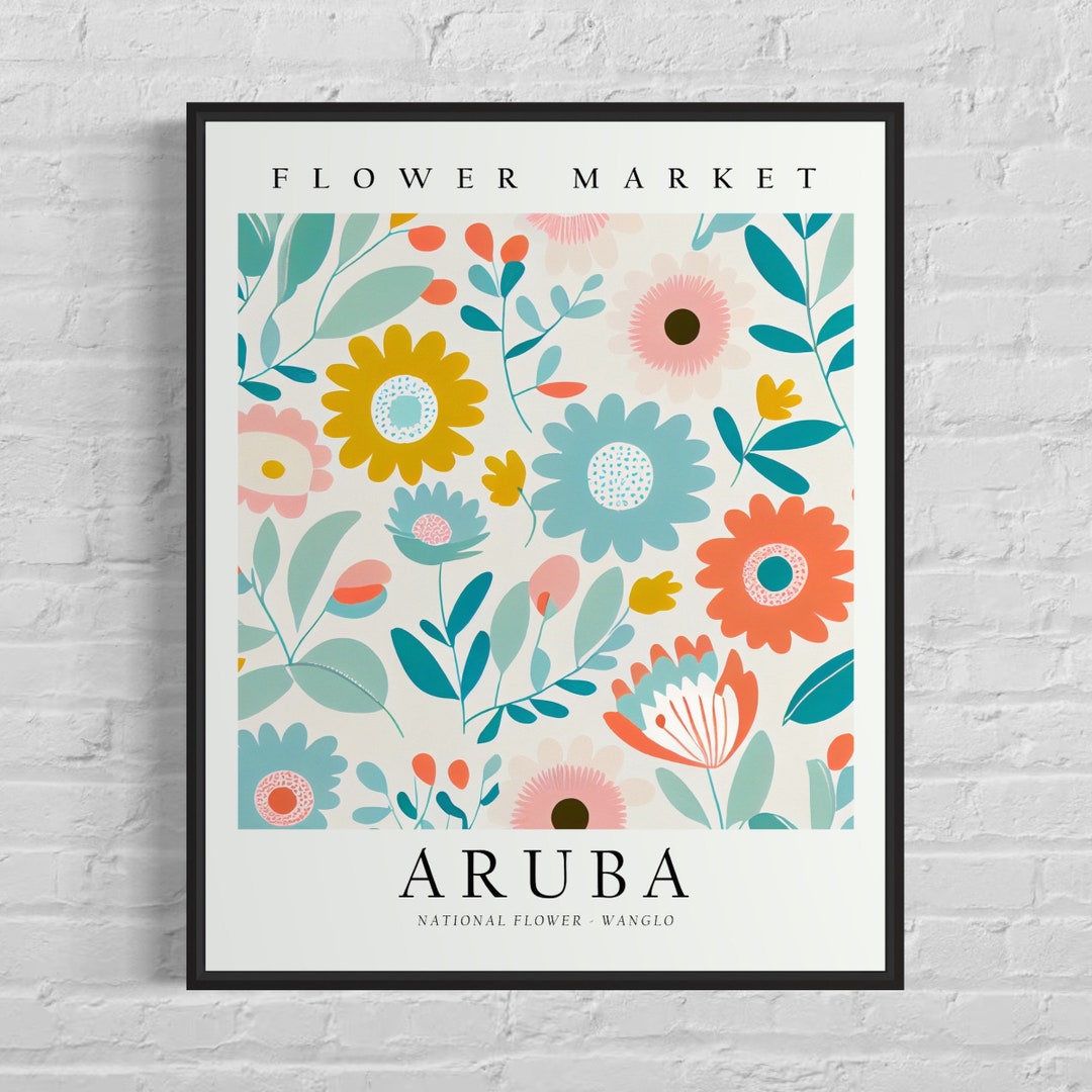 Aruba Flower Market Art Print, Aruba Flower, Wanglo Wall Art, Botanical ...