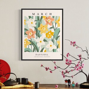 March Flower Month Art Print, Month Flower Market Poster, Daffodil 1960 ...
