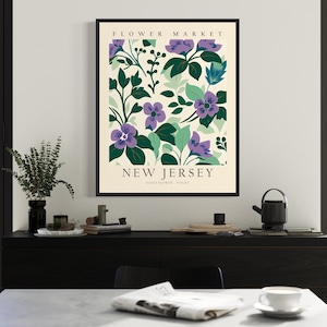 New Jersey State Flower, New Jersey Flower Market Art Print, Violet ...