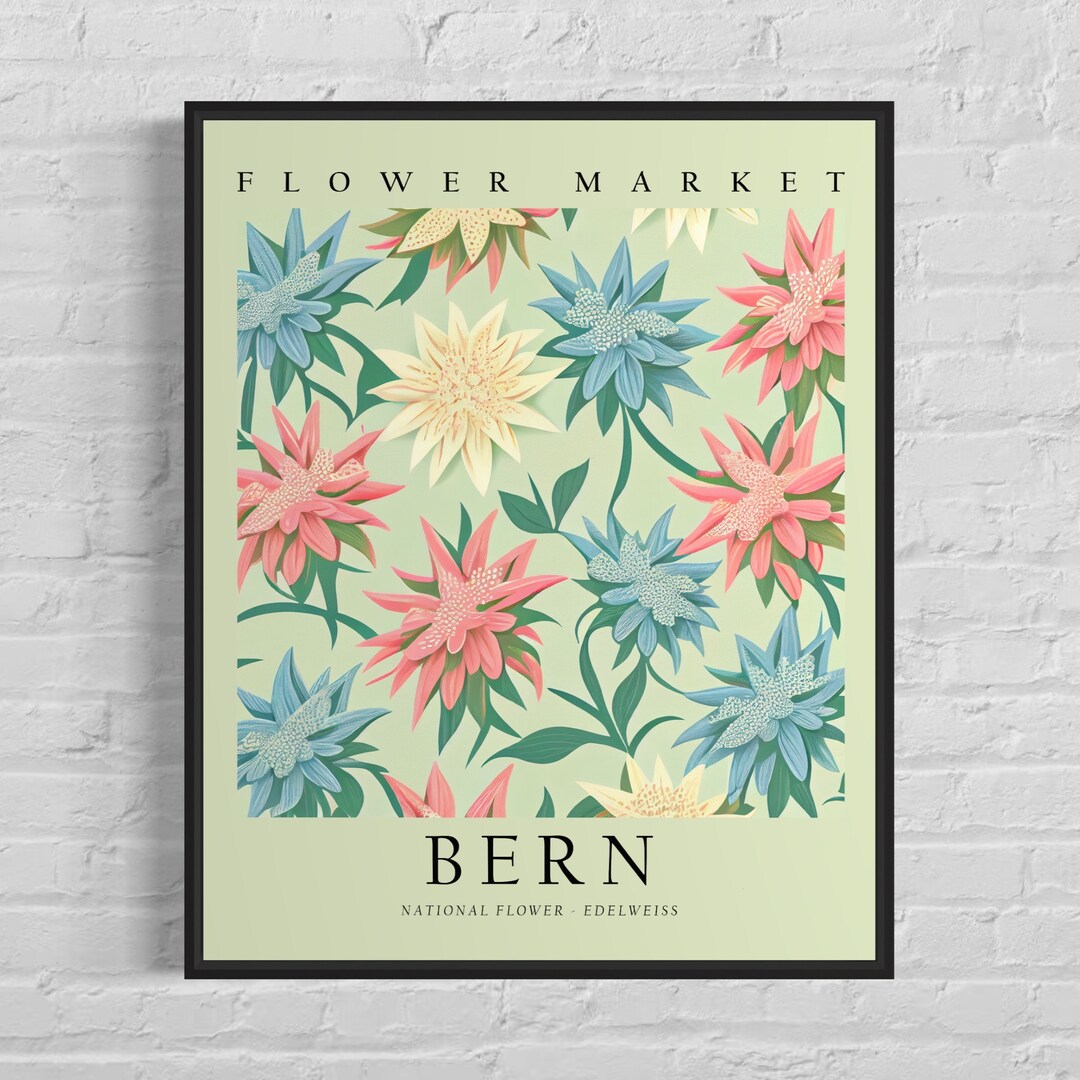 Bern Switzerland Flower Market Art Print, Bern Flower Poster Wall Art ...