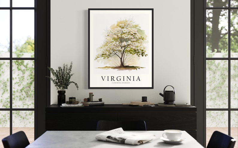 Virginia State Tree Art Print Flowering Dogwood Tree Wall - Etsy