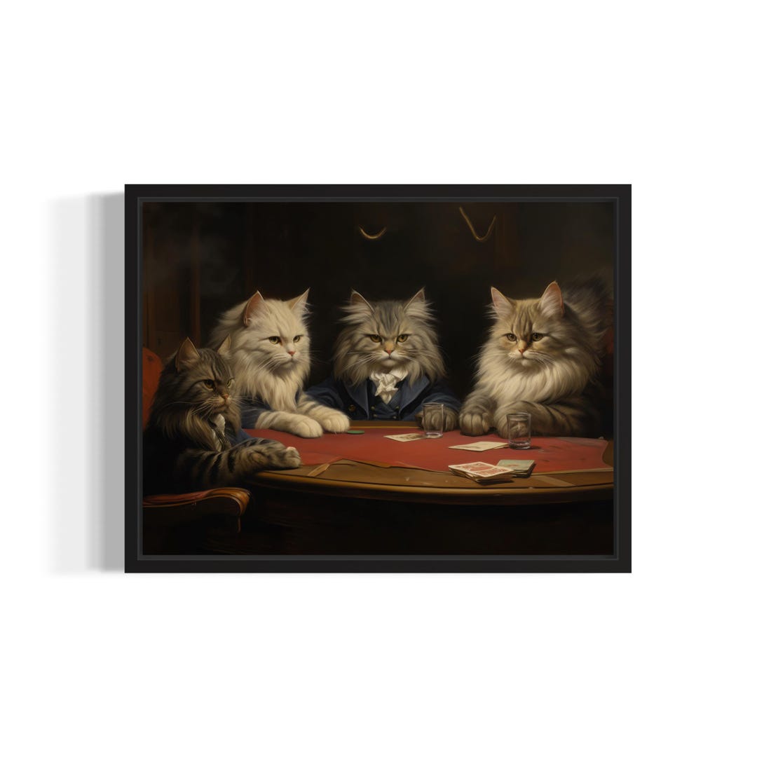 Persian Cats Playing Cards Poster Art Print, Animal Poker Man Cave ...
