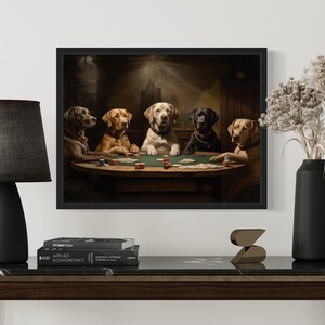 Labrador Retriever Playing Cards Poster Art Print, Dog Poker Man Cave ...