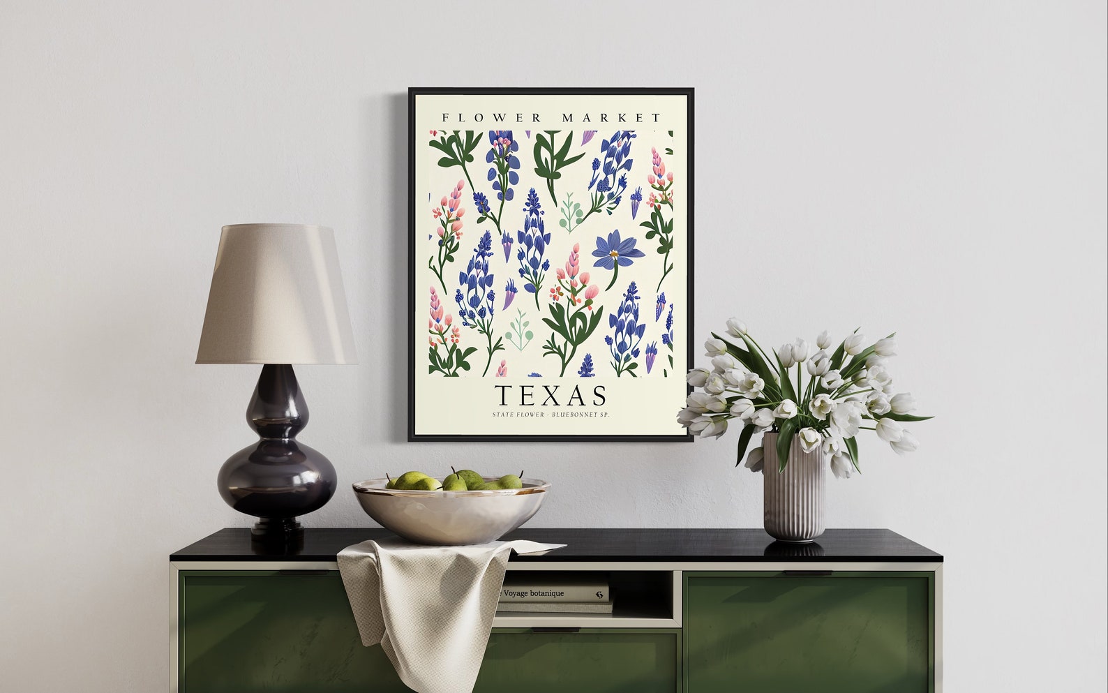 Texas State Flower, Texas Flower Market Art Print, Bluebonnet Sp. 1960 ...