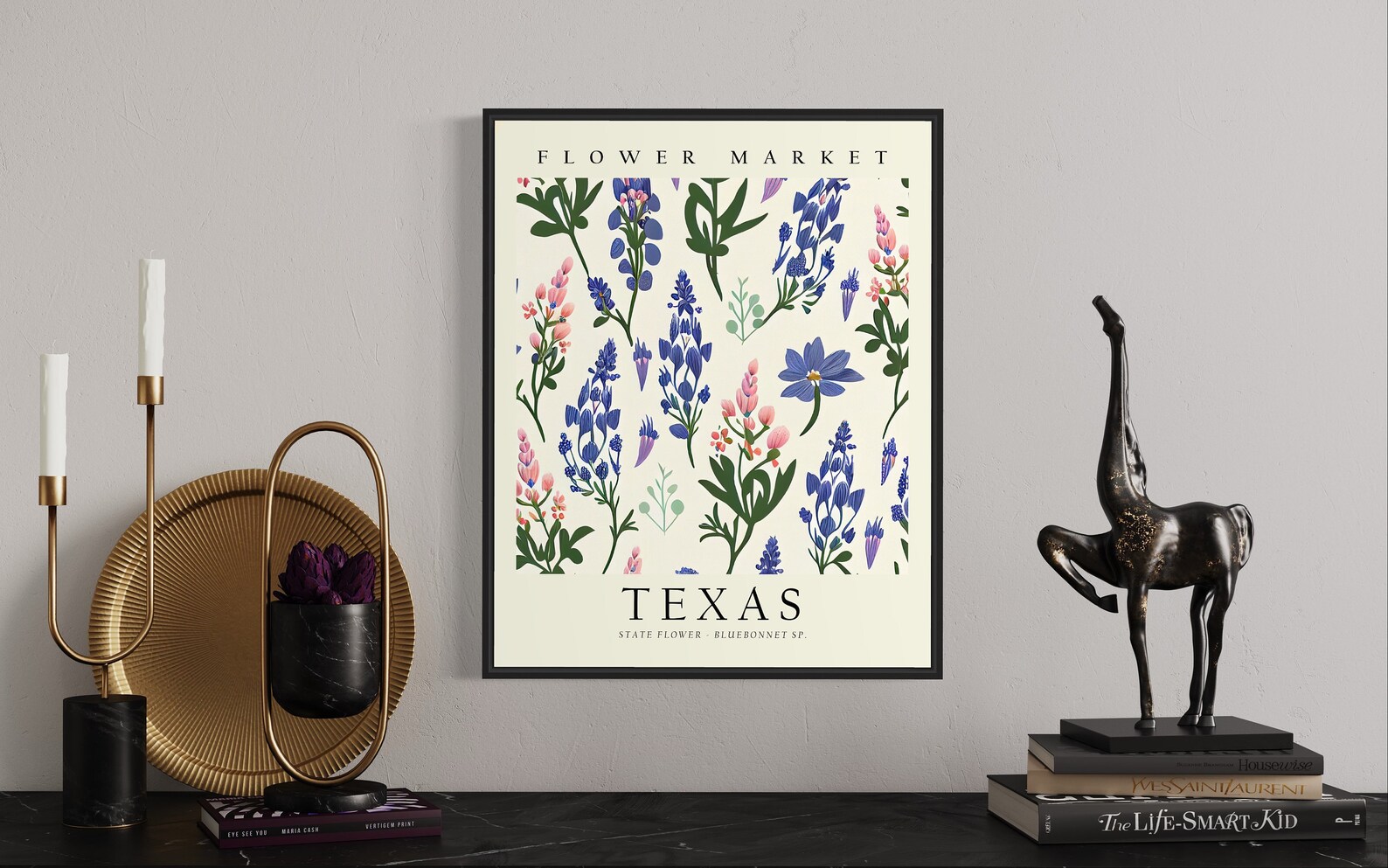 Texas State Flower, Texas Flower Market Art Print, Bluebonnet Sp. 1960 ...