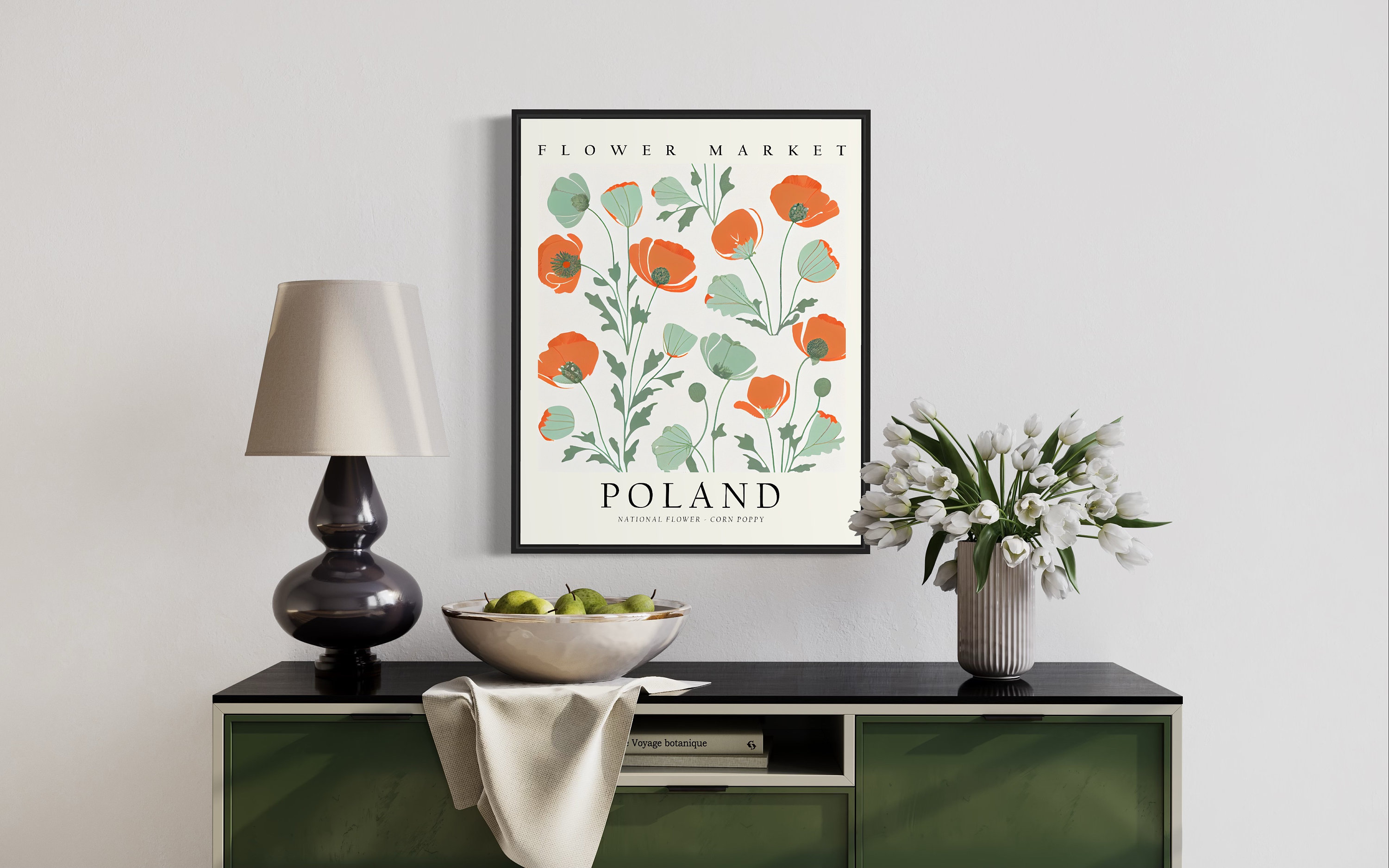 Poland National Flower, Poland Flower Market Art Print, Corn Poppy 1960 ...