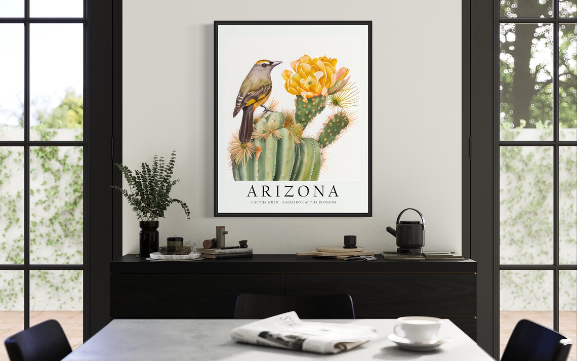 Arizona State Bird Art Print Arizona State Flower Arizona - Etsy