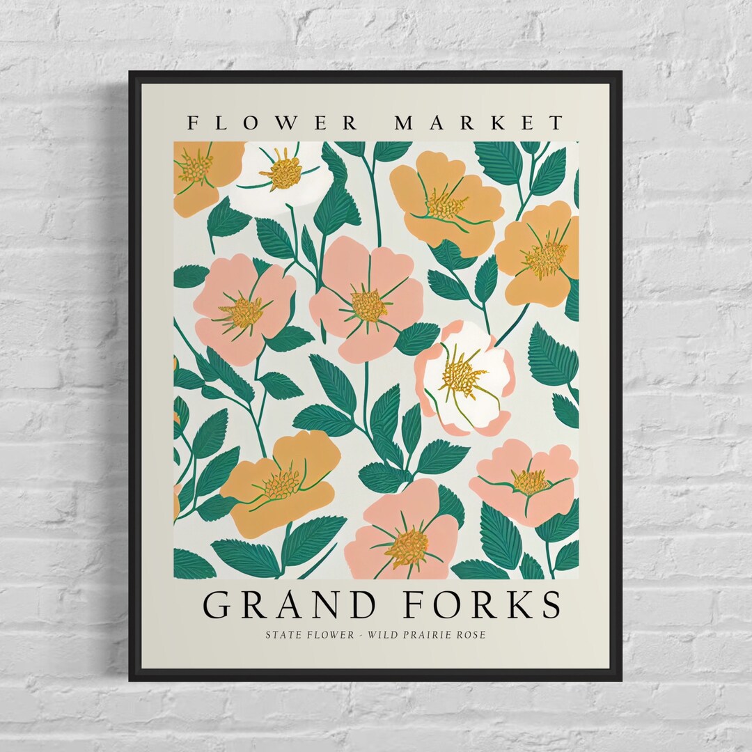 Grand Forks North Dakota Flower Market Art Print, Grand Forks Flower ...