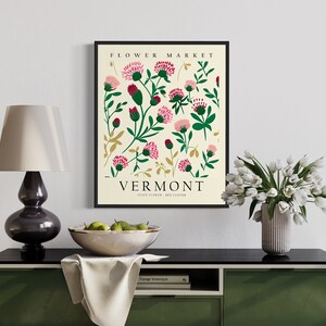 Vermont State Flower, Vermont Flower Market Art Print, Red Clover 1960 ...