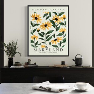 Maryland State Flower, Maryland Flower Market Art Print, Black Eyed ...